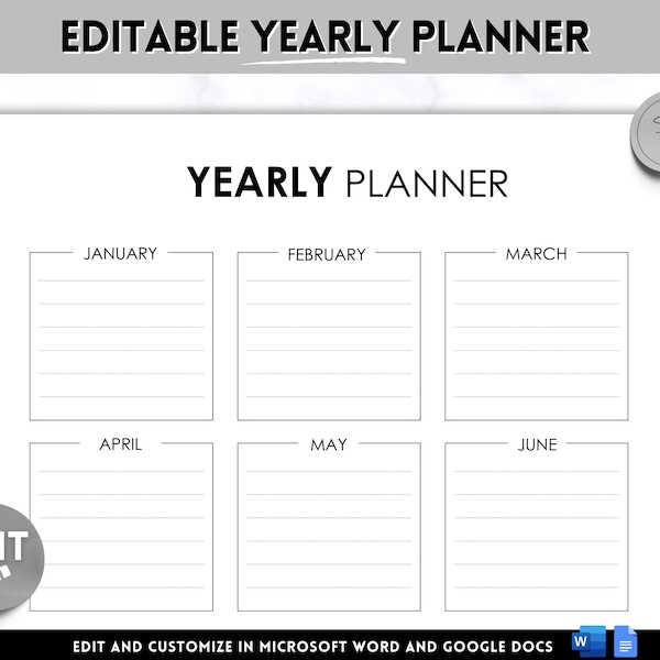 Yearly Calendars One Page - Etsy
