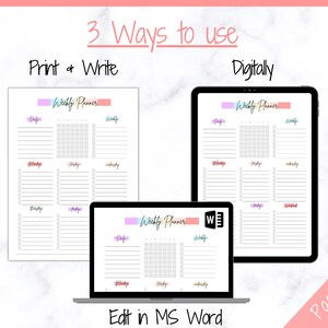 Colorful Weekly & Monthly Planners, EDITABLE Weekly Planner Printable ...