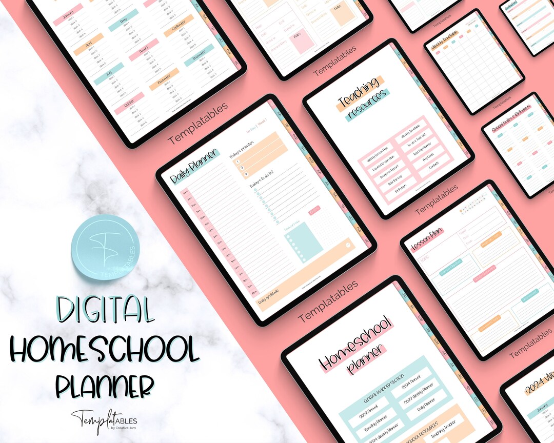 Homeschool Digital Planner, 2024 & 2025, Lesson Plan Template, Home ...