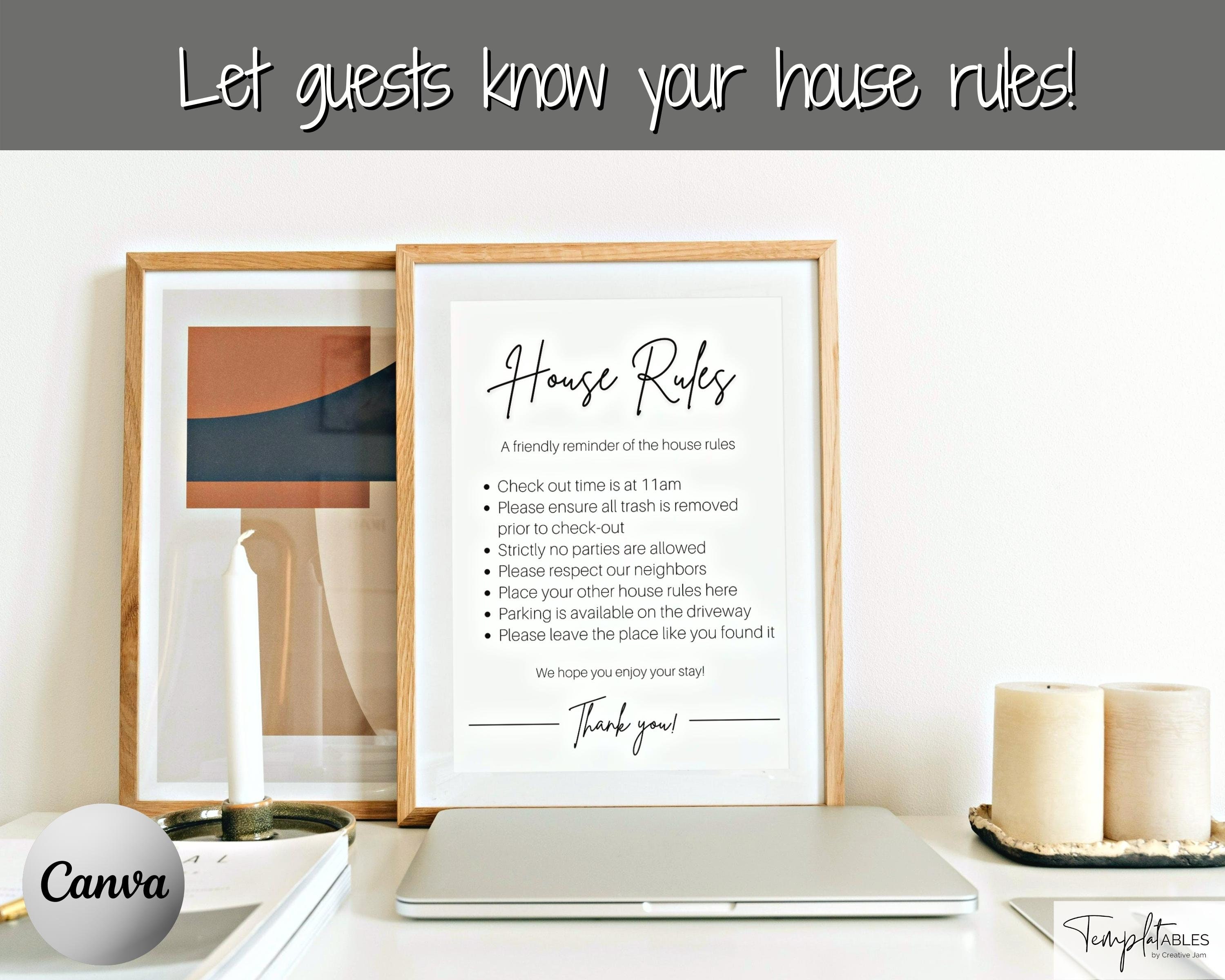 EDITABLE Airbnb Sign HOUSE Rules Template Checklist Airbnb - Etsy UK