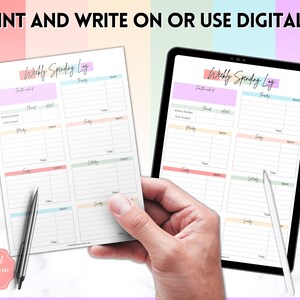 Weekly Spending Tracker, Printable Spending Log, Weekly Budget Planner ...