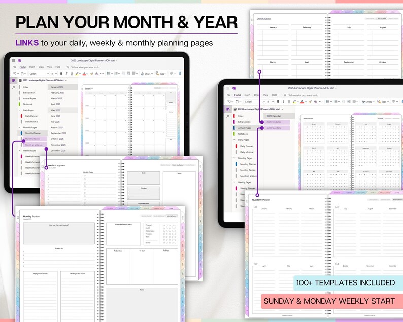 Onenote Planner, 2025 Digital Planner, Onenote Template, Daily, Weekly ...