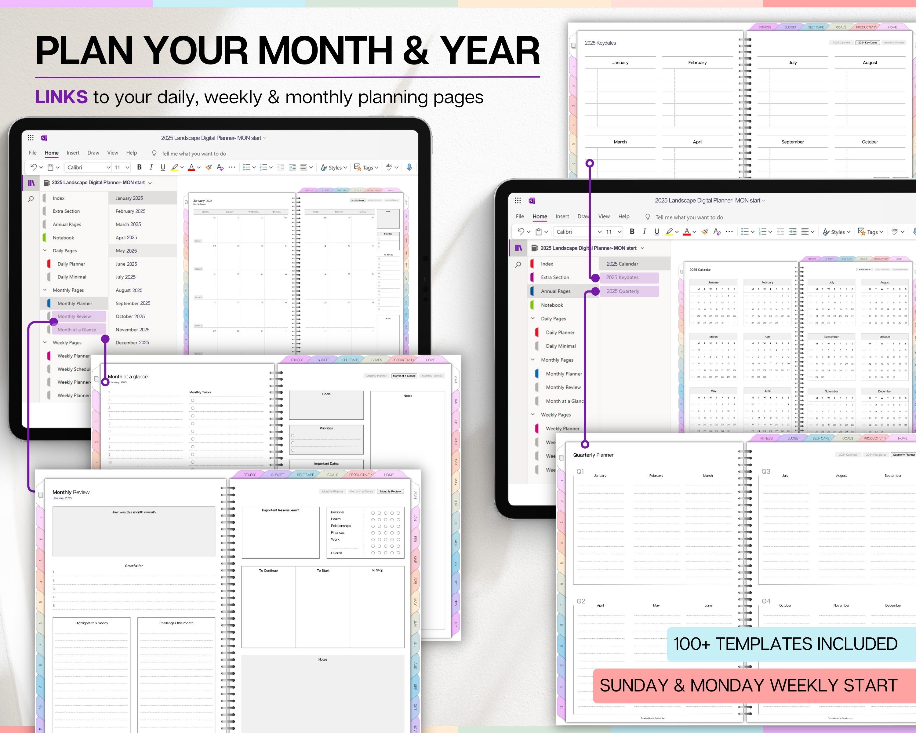 Onenote Planner, 2025 Digital Planner, Onenote Template, Daily, Weekly ...