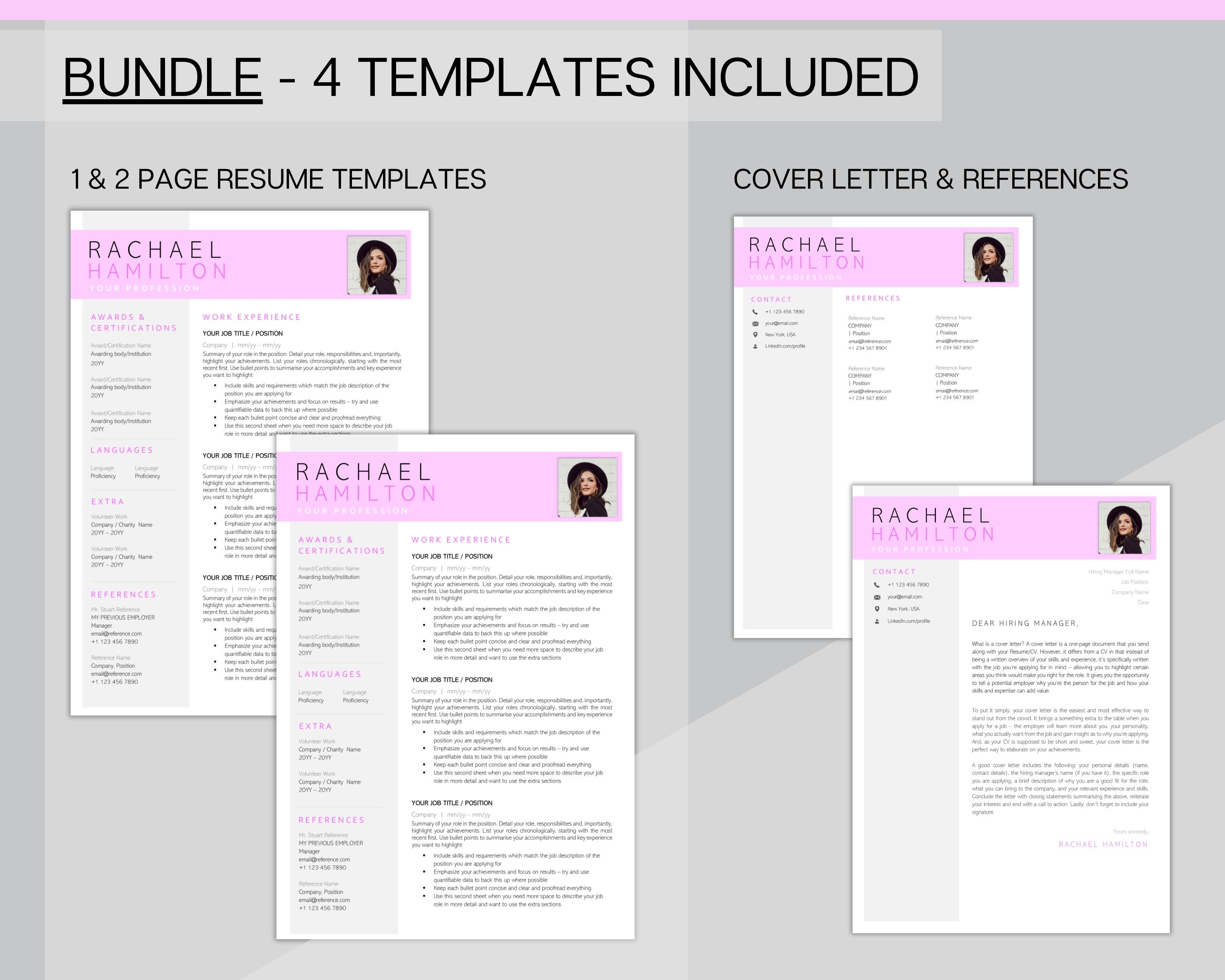 2 Page Resume Template Word. CV Template Professional CV - Etsy UK
