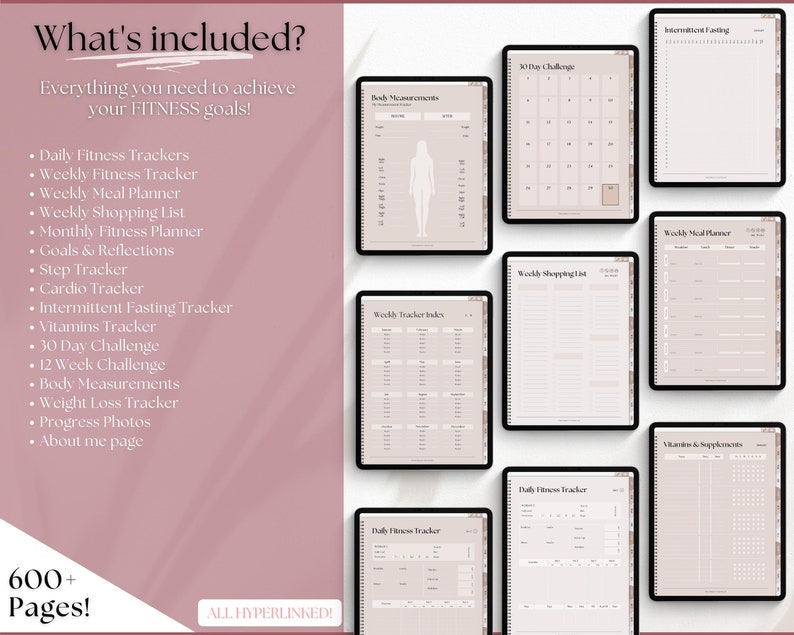 Digital FITNESS Planner, Goodnotes Fitness Planner, Fitness Journal ...