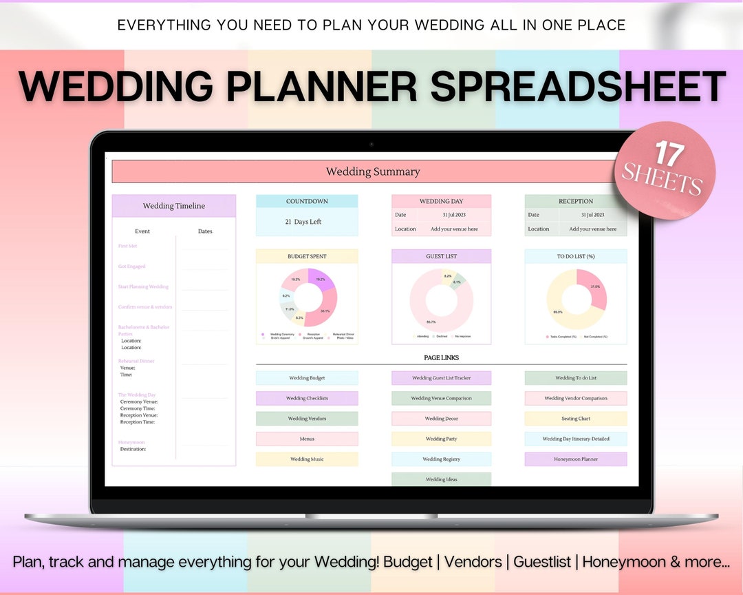 Ultimate Wedding Spreadsheet, Wedding Planning, Budget Planner ...
