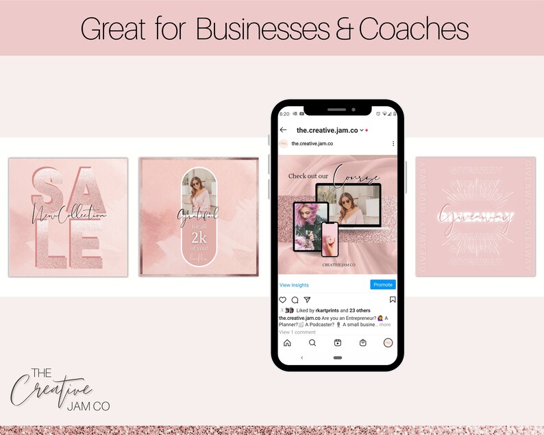 Rose Gold Instagram Post Templates Rose Gold Instagram Frame | Etsy