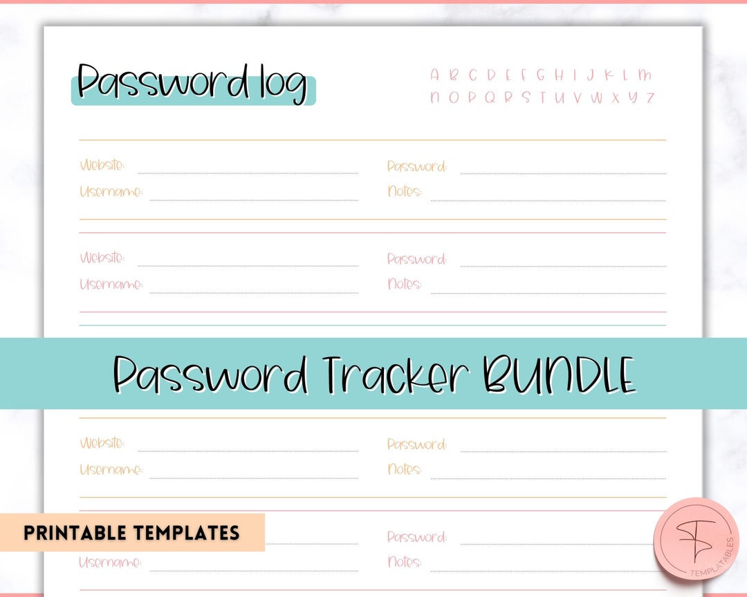 Password Log BUNDLE, 3 Printable Password Trackers & Organizers ...