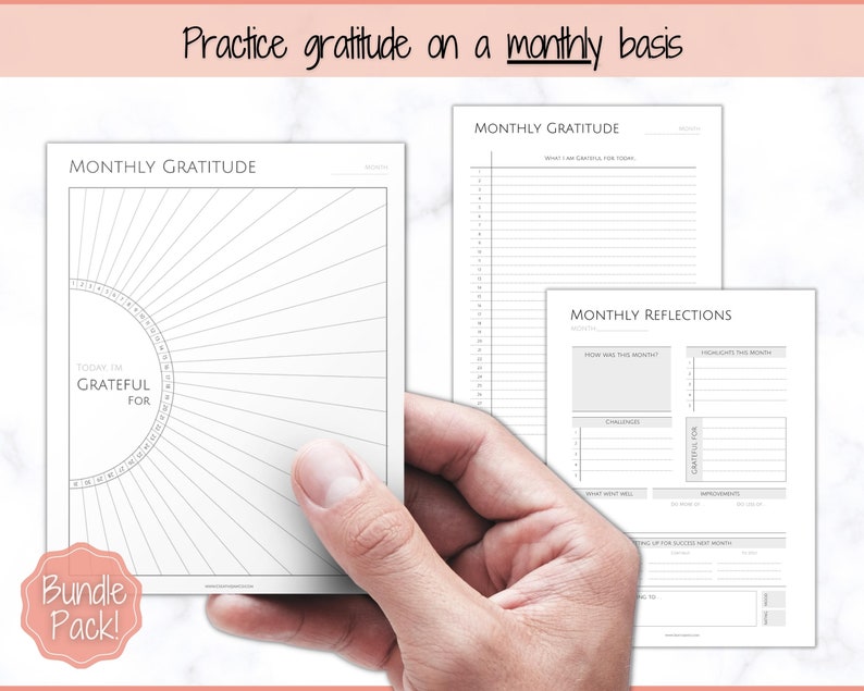 Gratitude Journal Printable BUNDLE Mindfulness Log Gratitude | Etsy