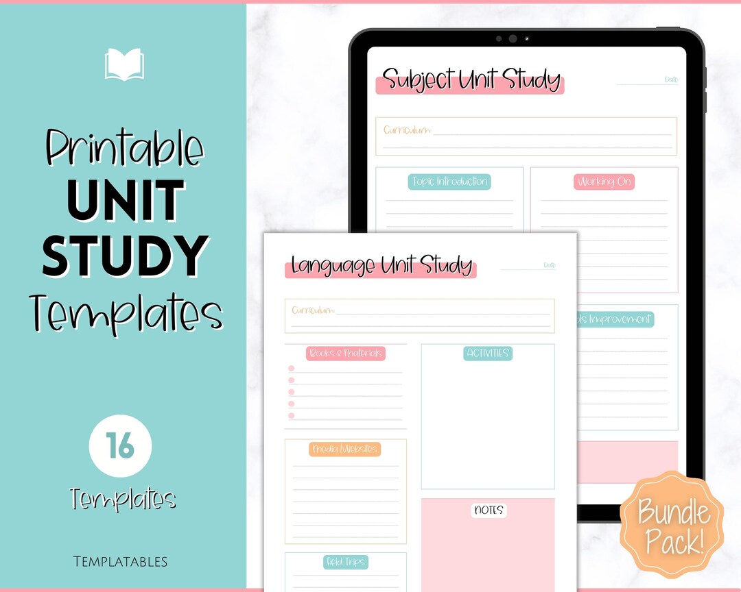 Unit Study Planner, Printable Homeschool Planner Template, Home School ...