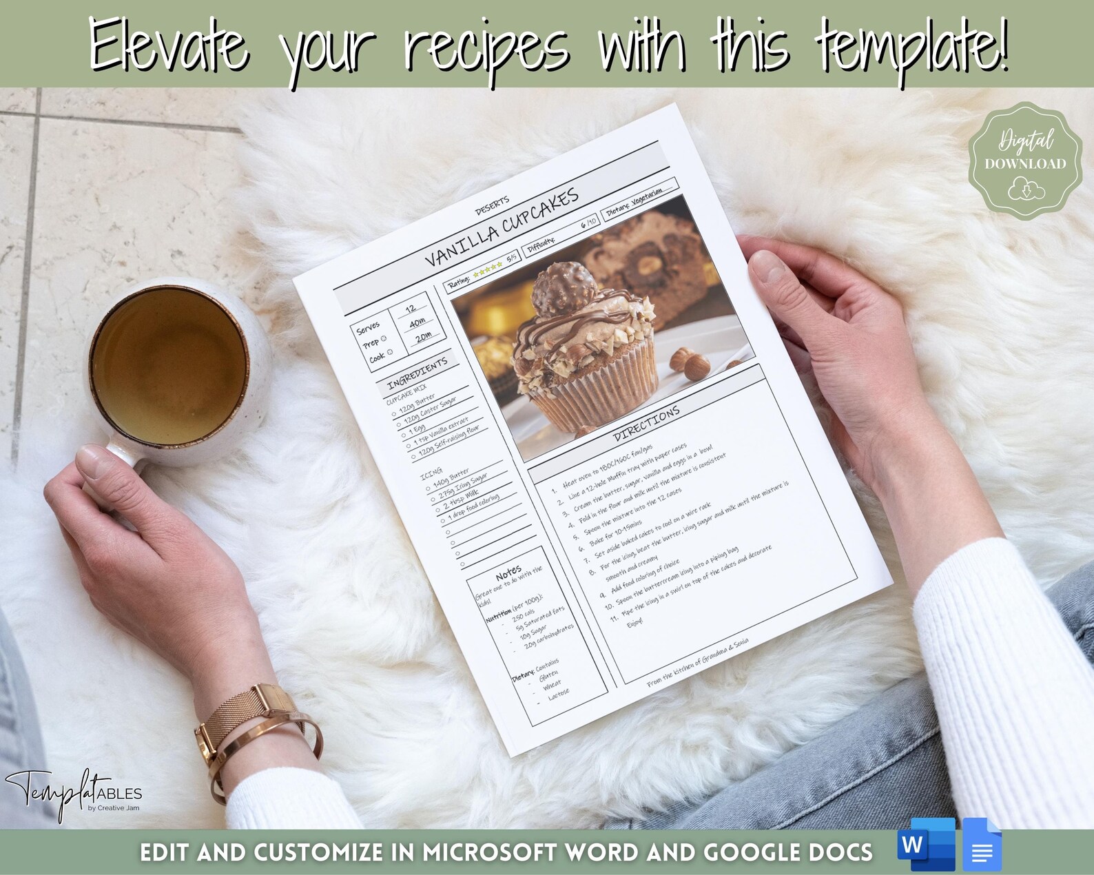 EDITABLE Recipe Sheet Template Recipe Book Template Recipe - Etsy