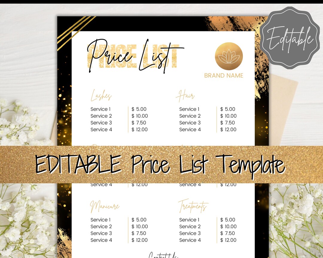 EDITABLE PRICE LIST Template Price Sheet, Pricing Guide, Hair Salon ...