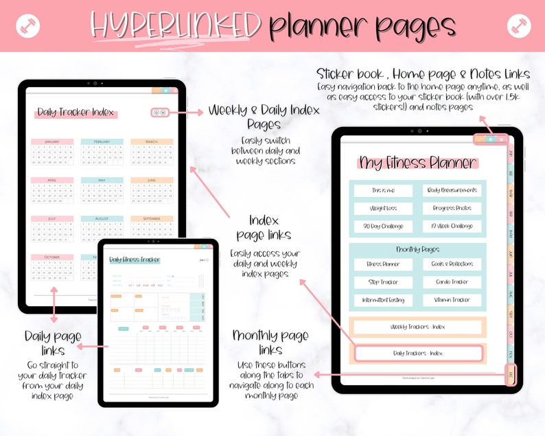 Digital FITNESS Planner Goodnotes Fitness Planner Fitness - Etsy