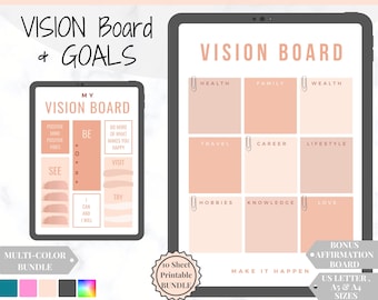 Vision Board Printables Goal Planner Affirmation | Etsy