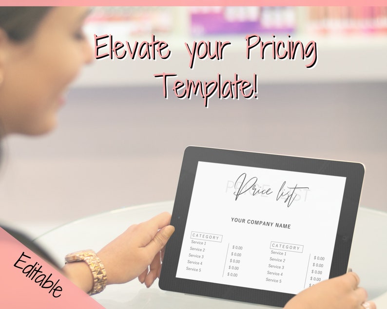 PRICE LIST Template Editable. Printable Price Sheet Price | Etsy