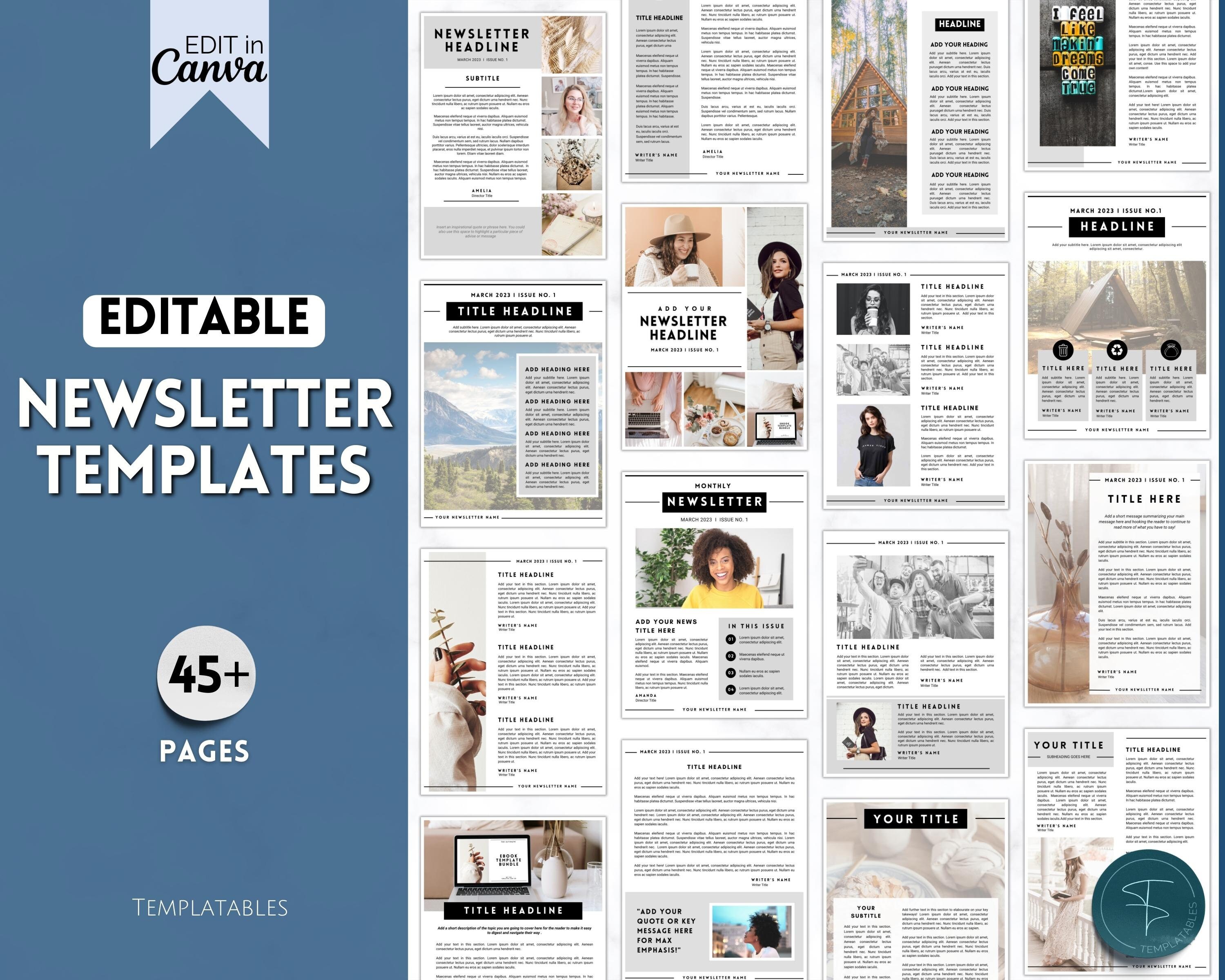 EDITABLE Newsletter Template, 45+ Canva Templates, Monthly, Real Estate ...