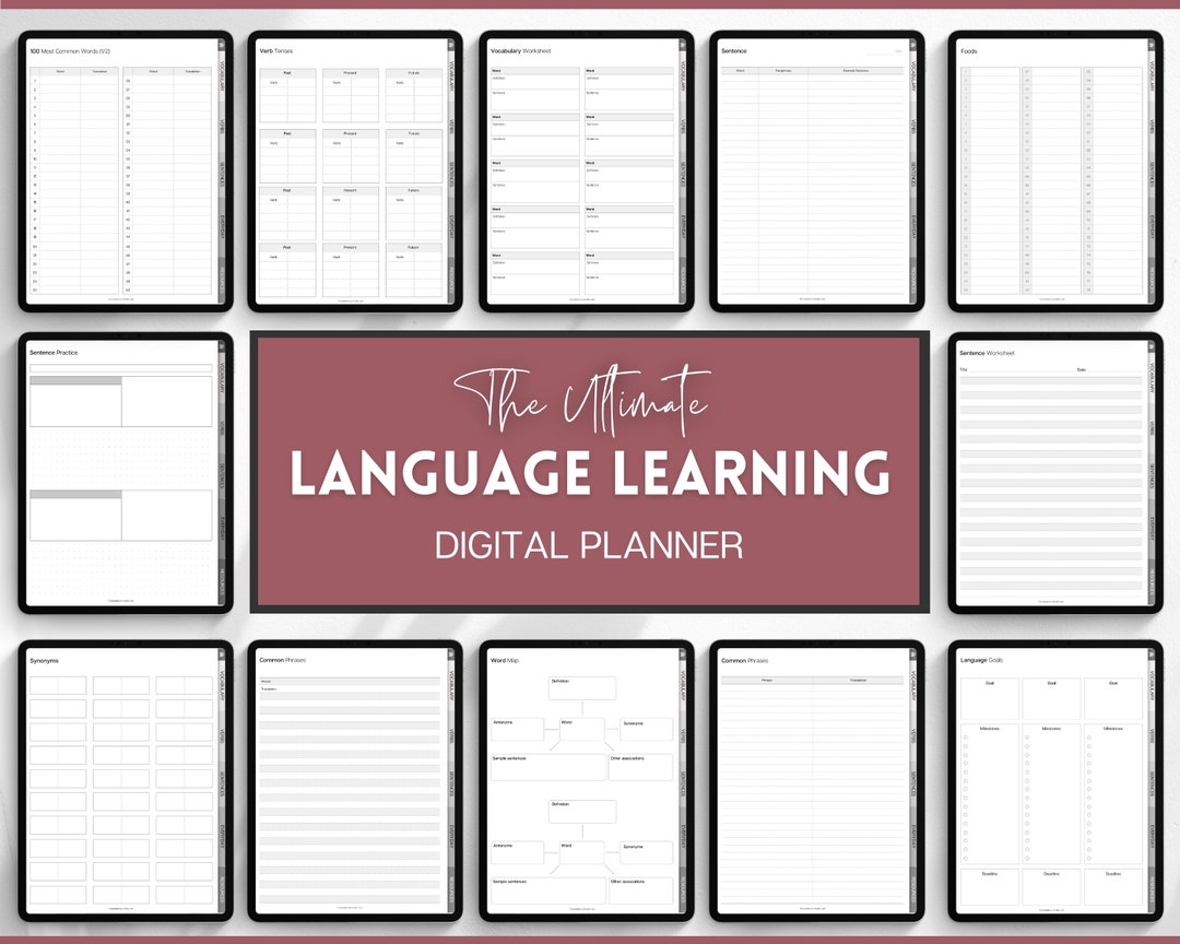 Digital Language Learning Planner, Study Korean, Japanese, Spanish ...