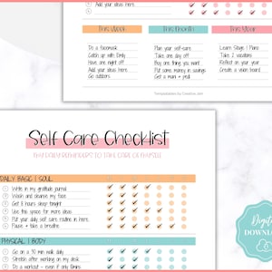 A5 Self Care Planner, Self-care Checklist, Selfcare Journal Tracker ...