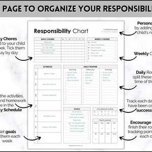 EDITABLE Responsibility Chart, Family Chore Chart, Reward Chart for ...