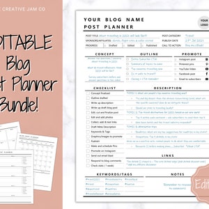 Blog Post Planner Templates! EDITABLE Blogger Bundle! Blog Content ...