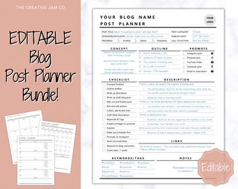 Blogger Planner Bundle Templates Editable Blog Post Content - Etsy