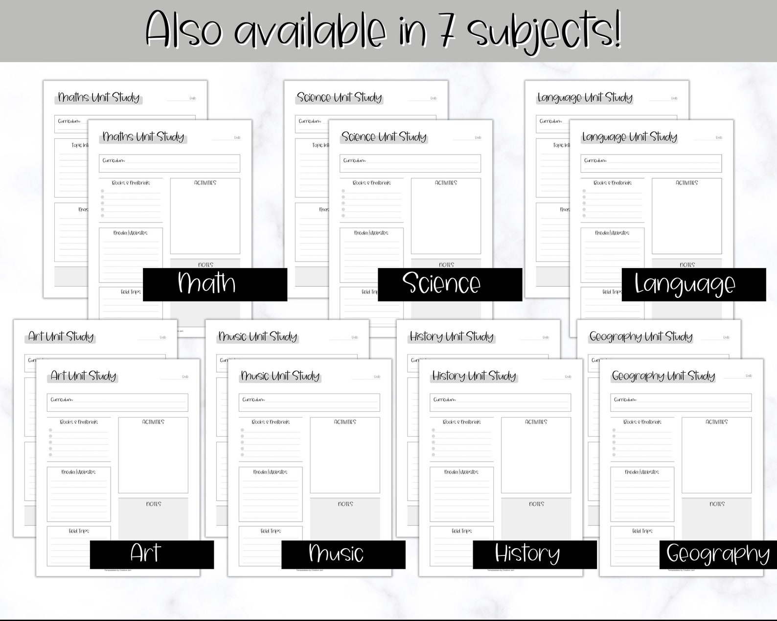 UNIT STUDY Template Printable Homeschool Planner Home School - Etsy
