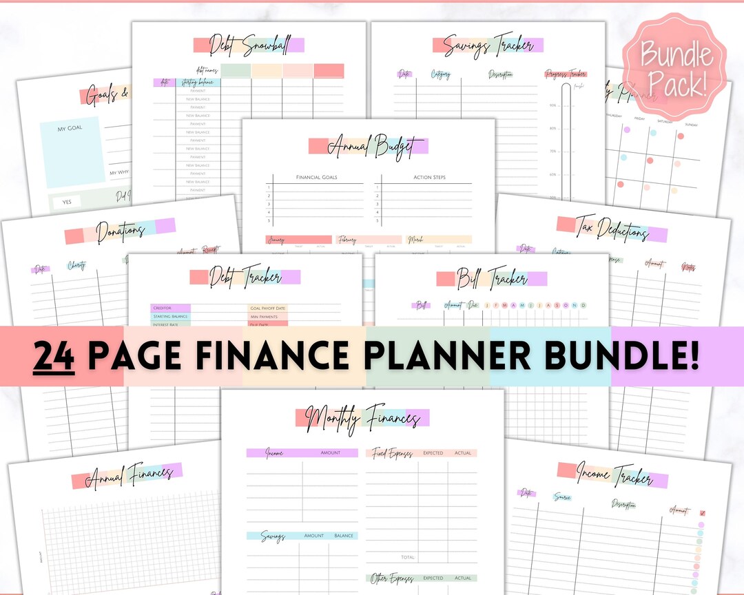 Budget Planner Printable BUNDLE, Financial Tracker, Savings Tracker ...