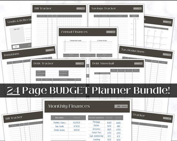 Budget Planner Printable BUNDLE Financial Tracker Savings | Etsy