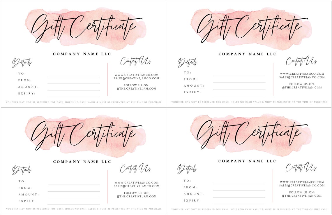 Gift Voucher Gift Certificate Template. Editable Gift Card | Etsy