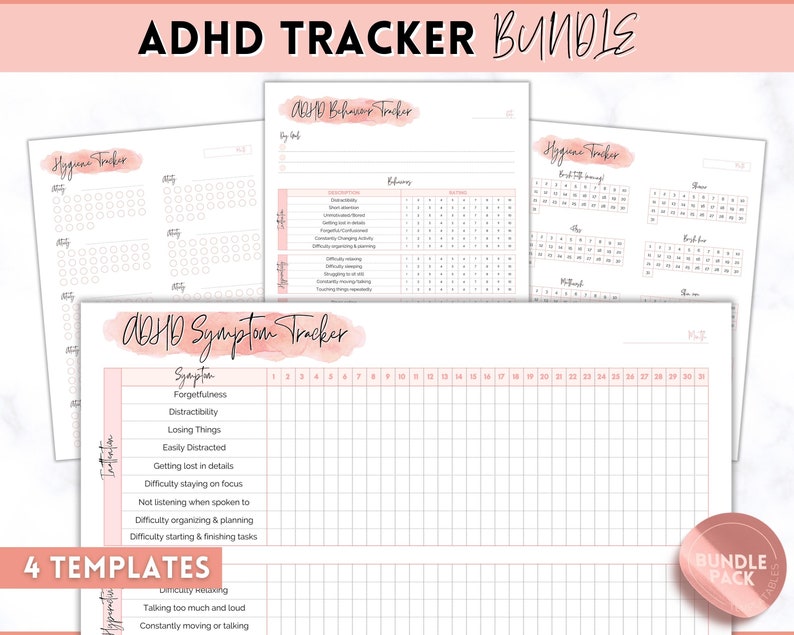 ADHD Symptom Tracker Behavior & Hygiene Tracker BUNDLE - Etsy