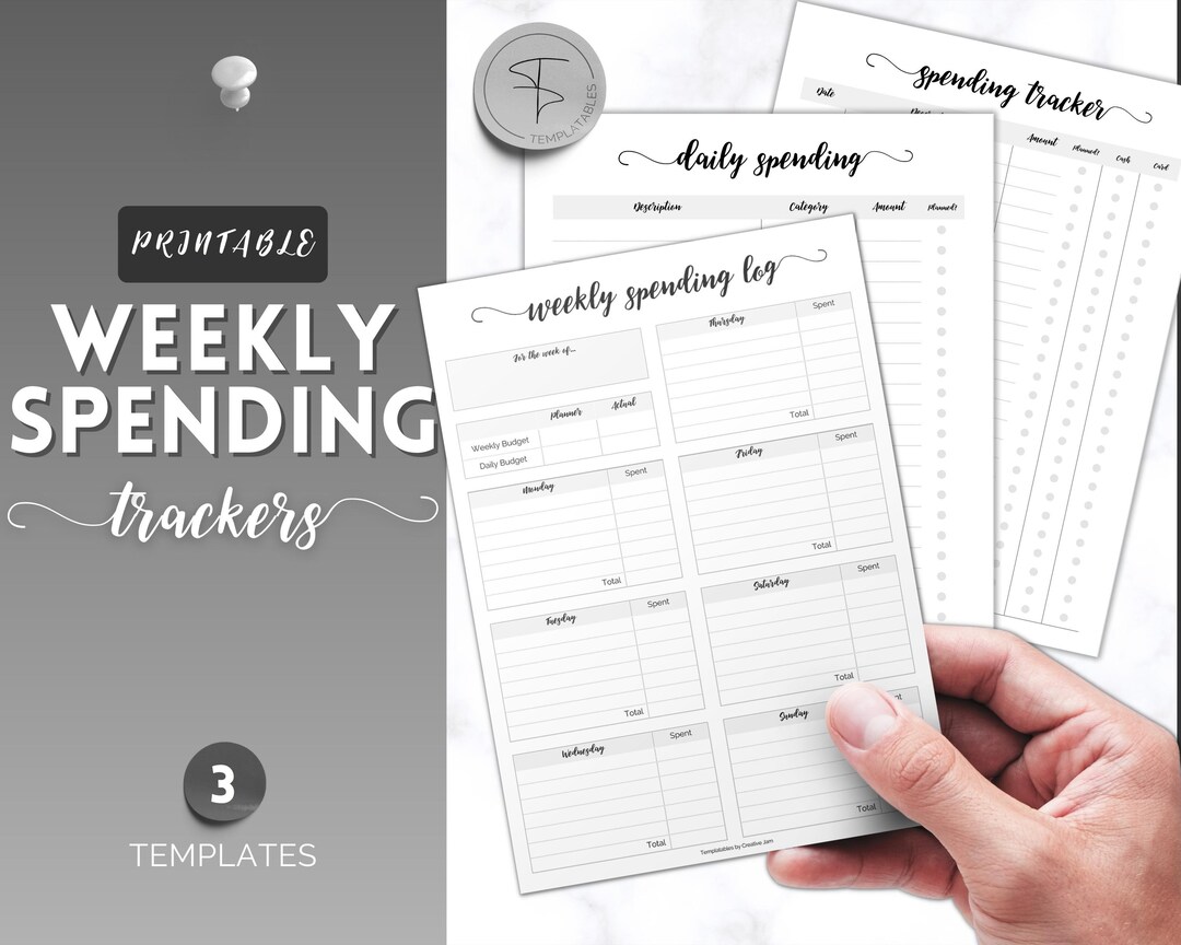 Printable Weekly Spending Trackers, Spending Log, Weekly Budget Planner ...