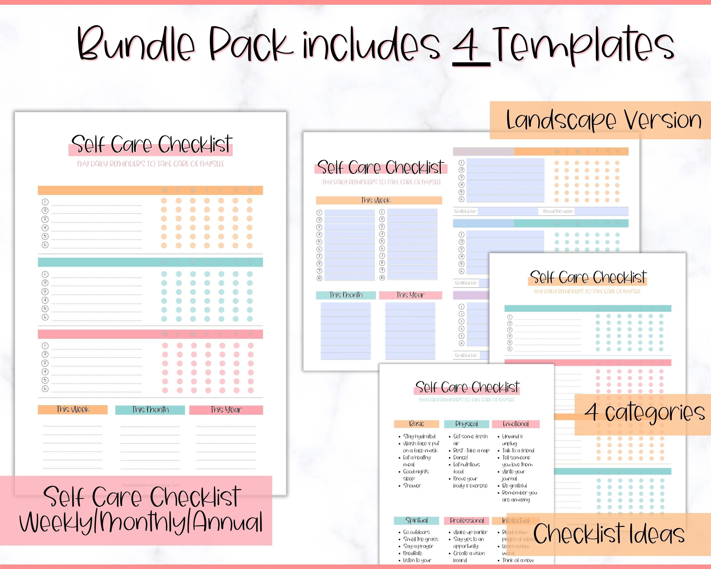 A5 Self Care Planner Self Care Checklist Selfcare Journal Etsy Uk