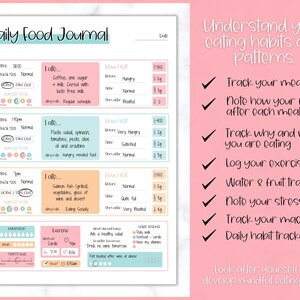 Daily Food Diary Printable, Colorful Food Journal, Diet & Nutrition Log ...