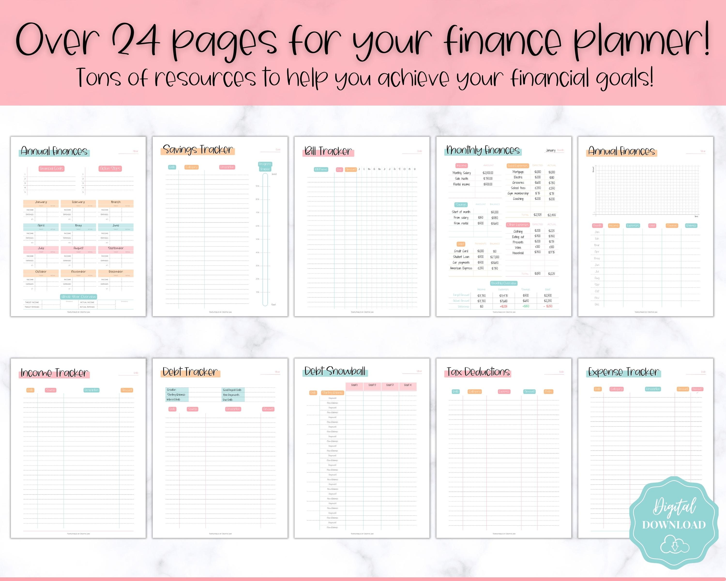 Finance Planner BUNDLE! Budget Planner Templates, Financial Savings ...