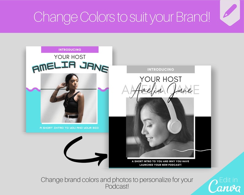 Podcast Cover Art Templates. 12 Editable Podcast Canva BUNDLE. | Etsy