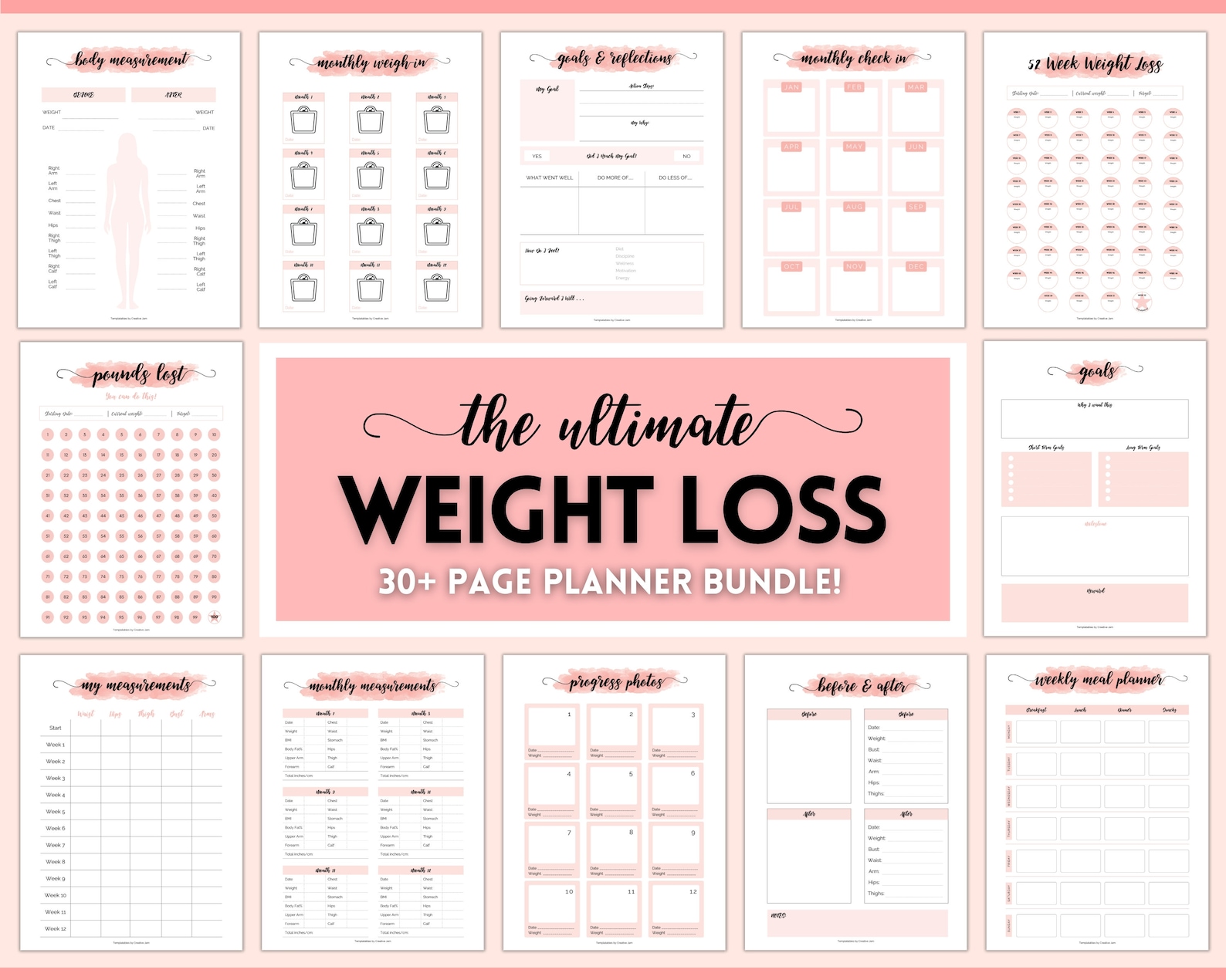 Weight Loss Tracker, Weightloss Journal, Fitness Planner Printable ...