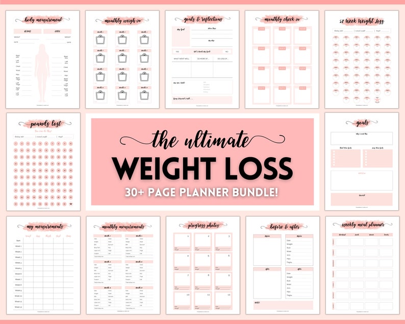 Weight Loss Tracker, Weightloss Journal, Fitness Planner Printable ...