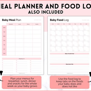Baby First Foods Checklist, Baby Food Tracker Printable BUNDLE, Meal ...
