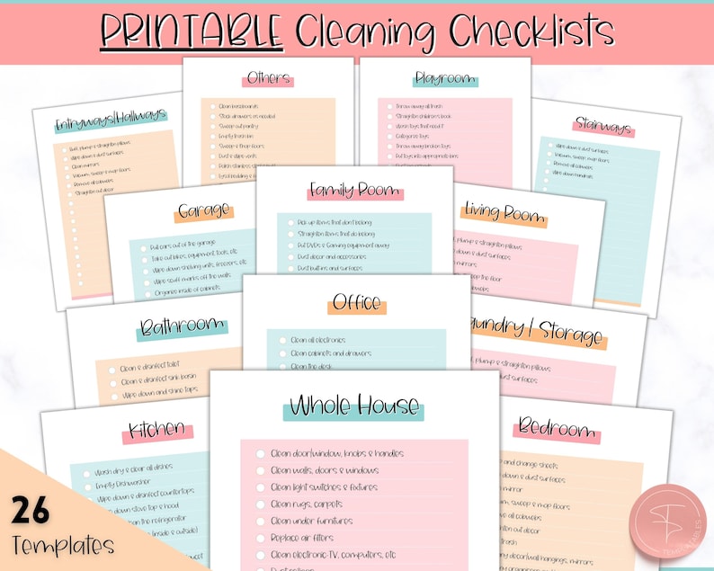 Cleaning Checklist Printable Room by Room Cleaning Cards - Etsy