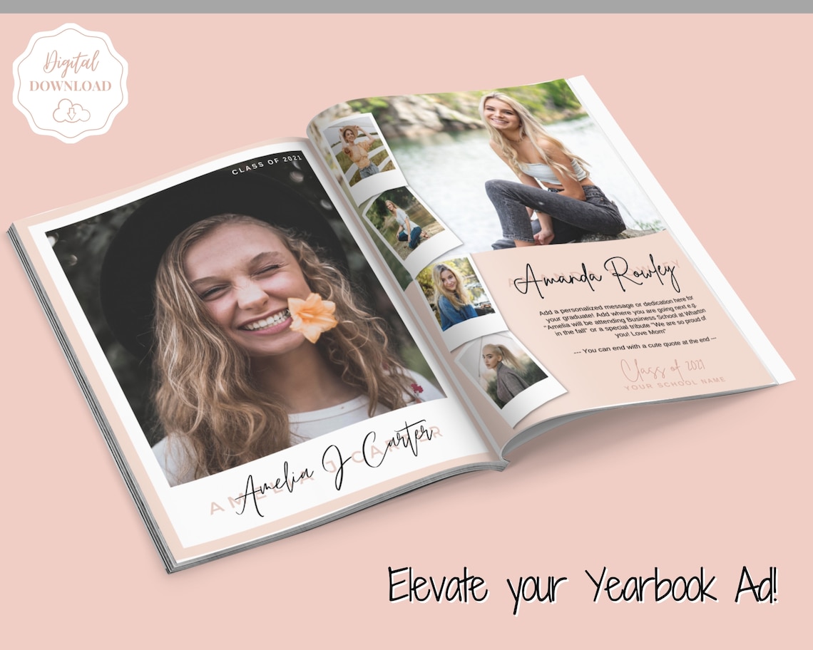 Yearbook Template Senior & High School Graduation Ad Grad - Etsy