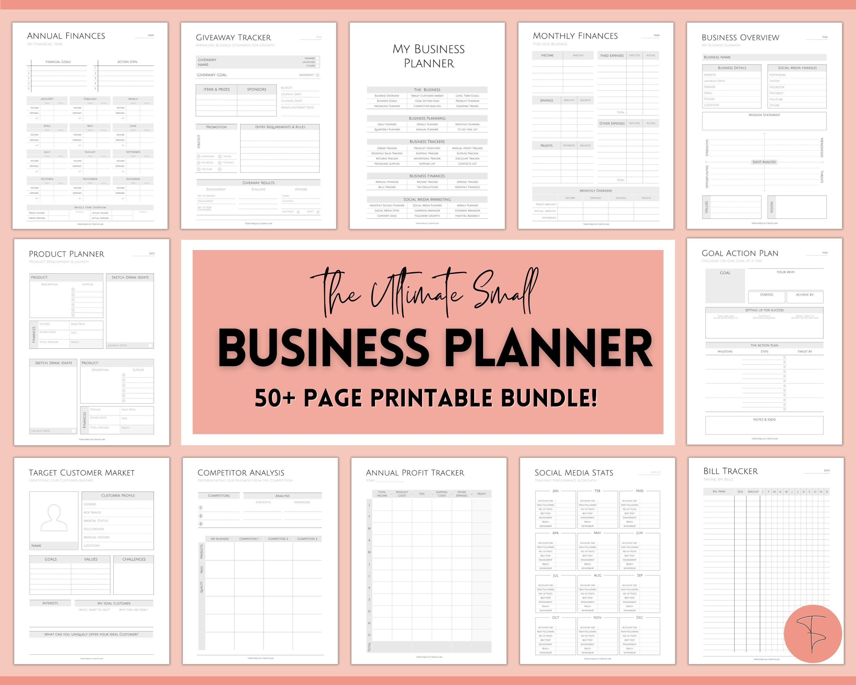 Business Planner Printable BUNDLE, Small Business Planner, Side Hustle ...