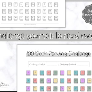 100 Book Challenge Printable, Reading Challenge BUNDLE, 100 Books, Kids ...
