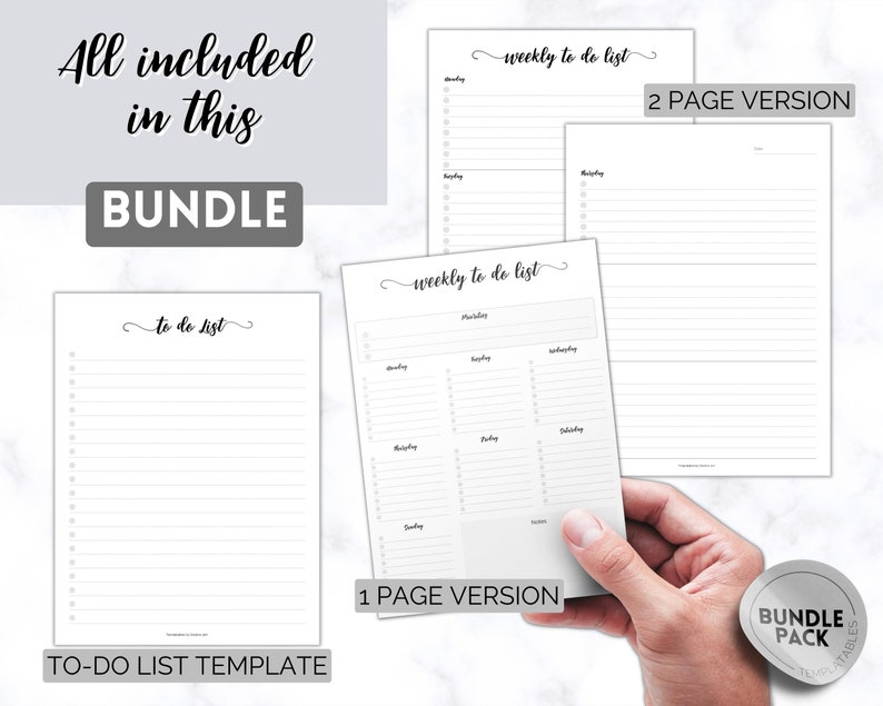 Weekly Planner Template BUNDLE Printable Week at a Glance - Etsy