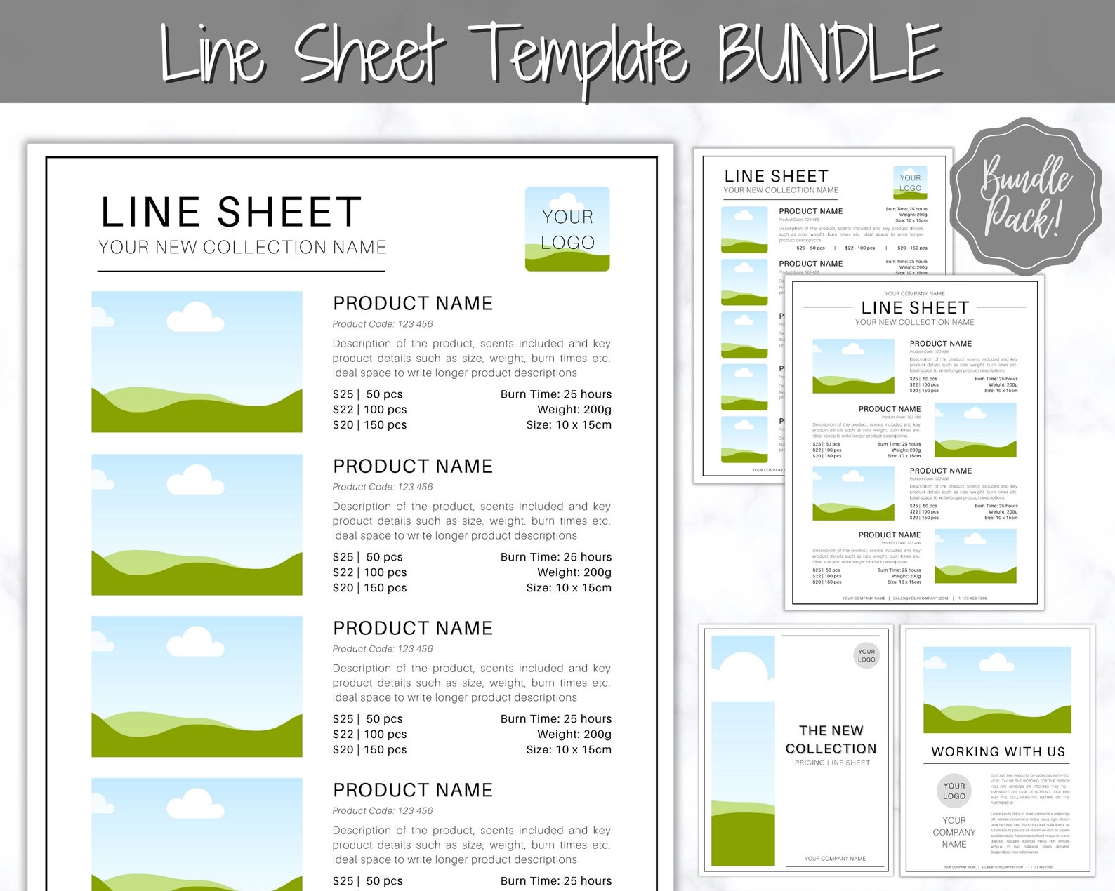 Price List Template. Line Sheet for Wholesale. Editable Candle Template ...