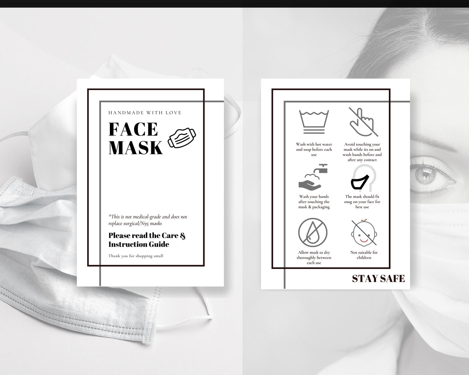 Face Mask LABEL CARE CARD How to Handle Order Card Face Mask - Etsy UK