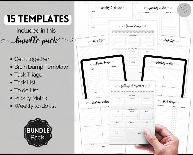 EDITABLE Brain Dump Template BUNDLE, to Do List Printable, ADHD Daily ...