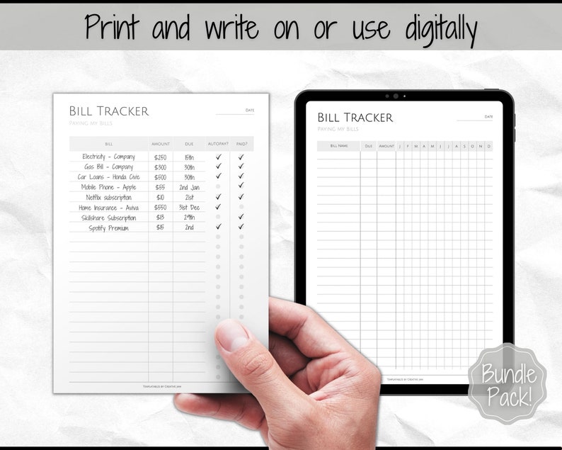 Bill Payment Tracker Printable Monthly Bill Organizer & - Etsy