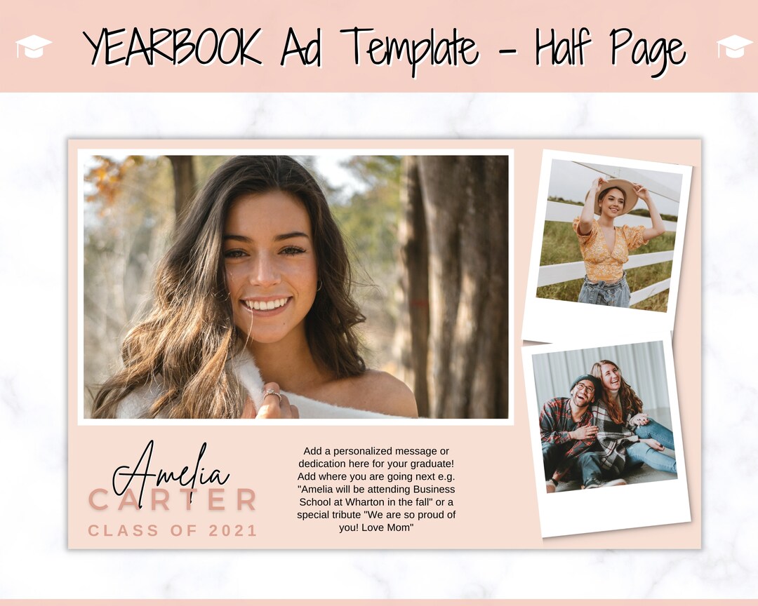 Yearbook Template, Senior & High School Graduation Ad, Grad ...
