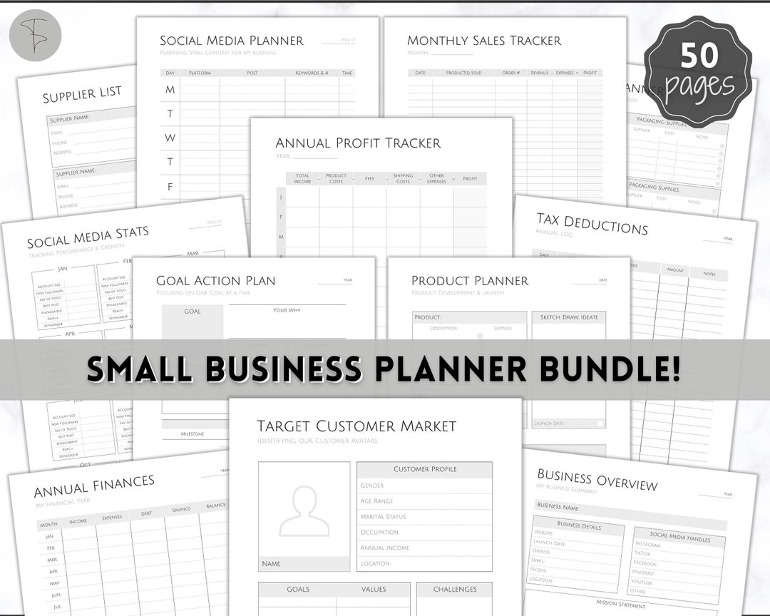 Small Business Planner Printable BUNDLE, Business Planner, Side Hustle ...