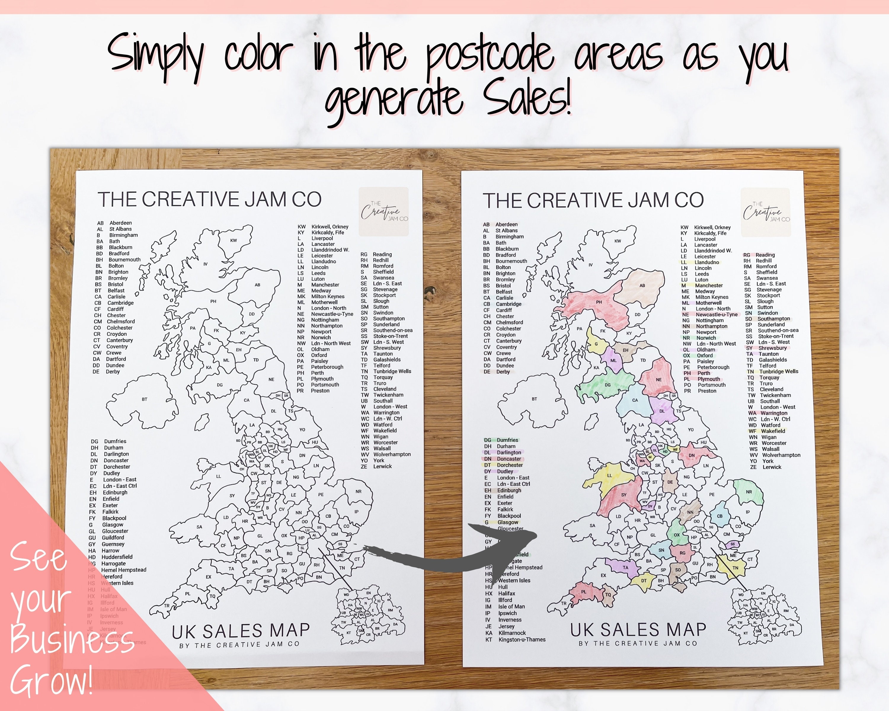 UK Sales Map Business Postcode Sales Map Colour in Map Etsy - Etsy UK